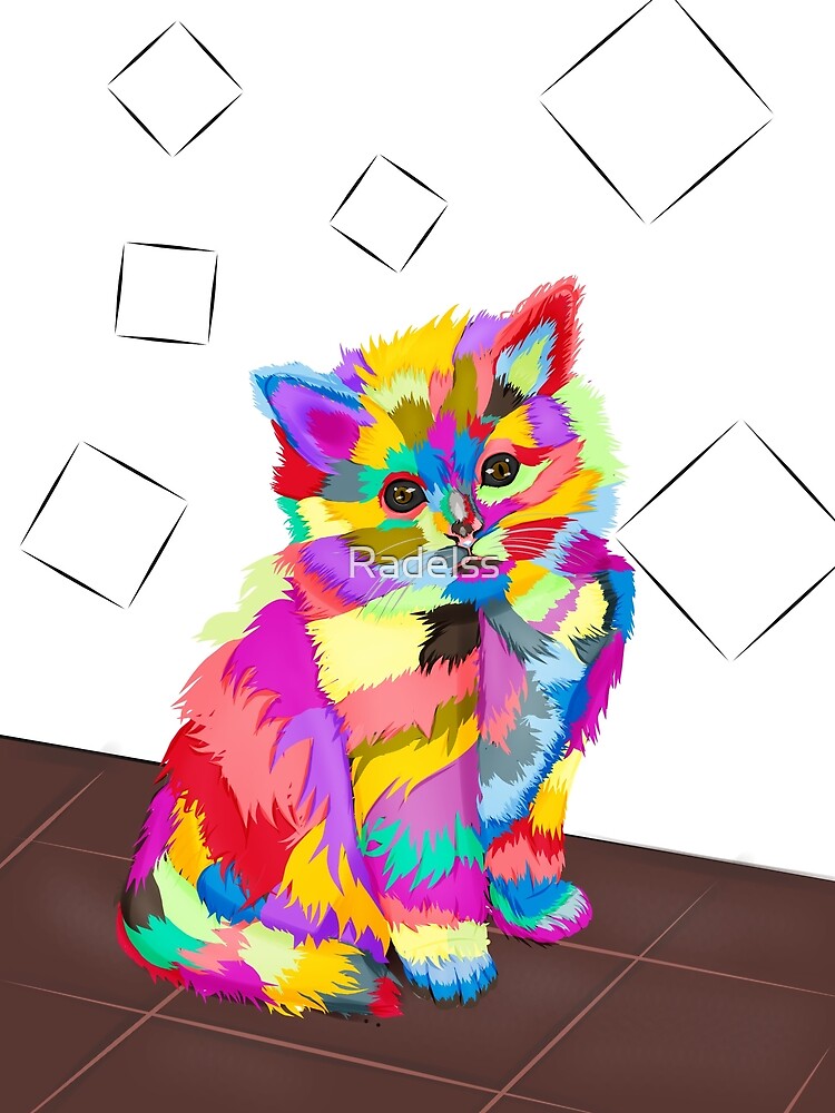 "Cat drawing multi colour" Poster for Sale by Radelss | Redbubble