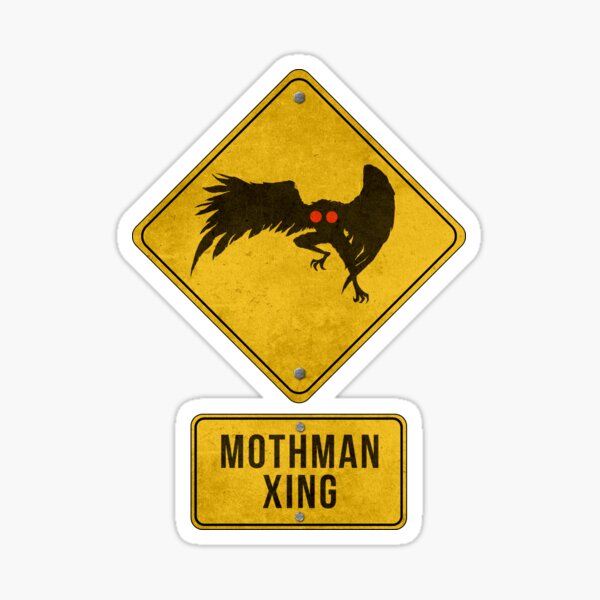 Pegatina «Señal de cruce de Mothman - Señal amarilla de Mothman Xing ...