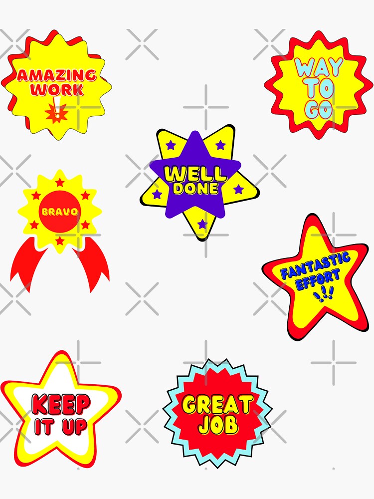 "Assorted Fun Colourful Teacher Parent Reward Motivational" Sticker for ...