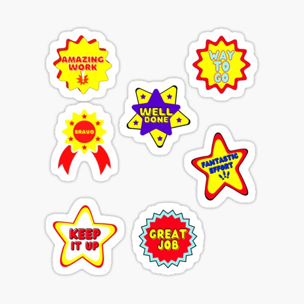 "Assorted Fun Colourful Teacher Parent Reward Motivational" Sticker for ...