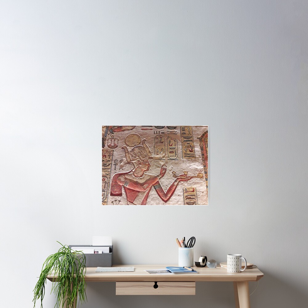 Póster «Faraón Ramsés I haciendo una ofrenda de incienso a los dioses ...