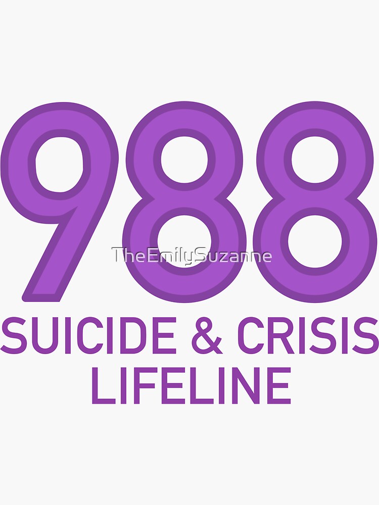 "988 Suicide & Crisis Lifeline (Purple)" Sticker for Sale by ...