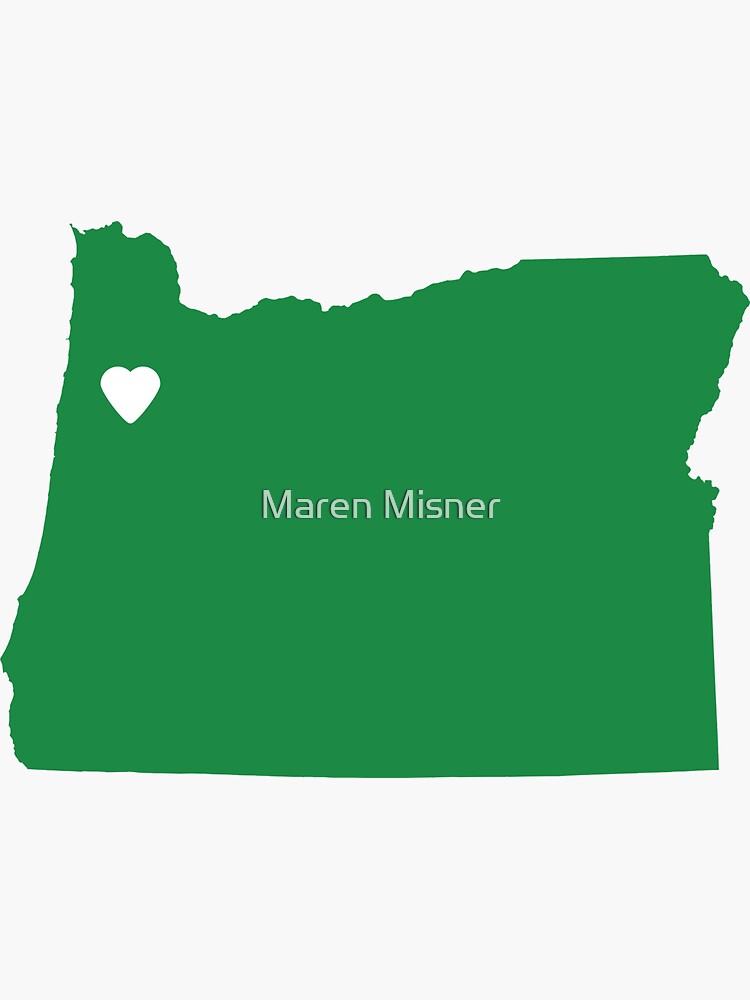 "Oregon Love in Green" Sticker for Sale by marenmisner | Redbubble