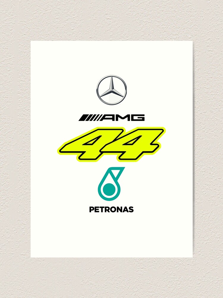 "Lewis Hamilton 44 Mercedes AMG Petronas Formula 1 Team Logos" Art ...