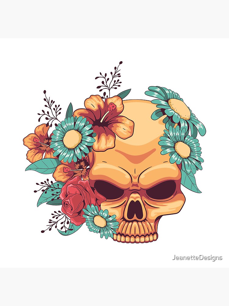 "Bloom Skull, Life and Death, Bones and Botany Death, Cartoon, Punk ...