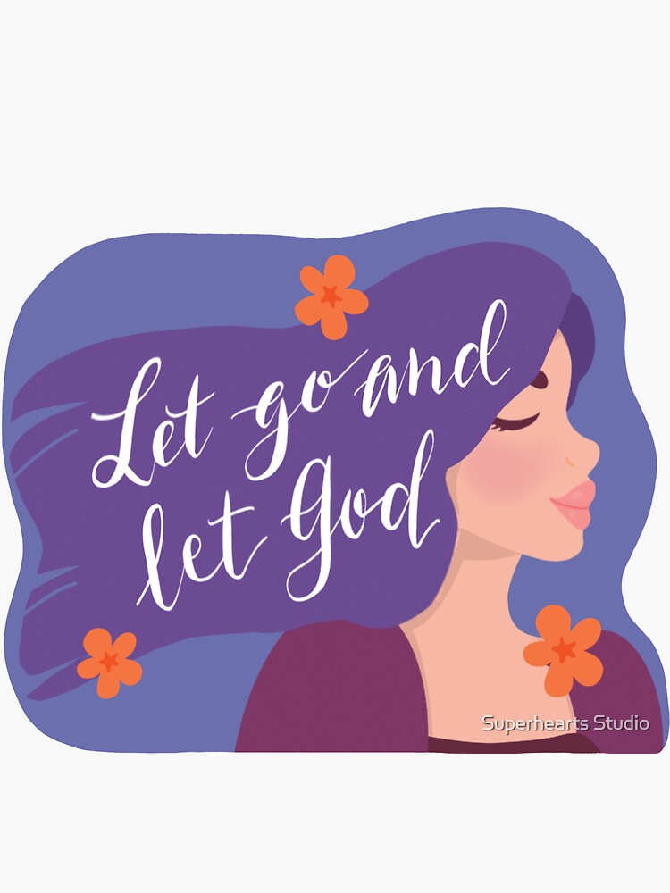 "Let Go and Let God Violet and Purple Girl with Flowers Bible Verse ...