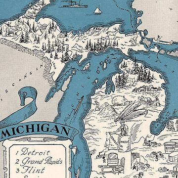 "Vintage 1926 Michigan map postcard - Christmas greeting card" Greeting ...