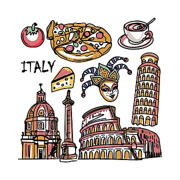 "Wallpaper representing Italy with these distinctive signs" Sticker by ...