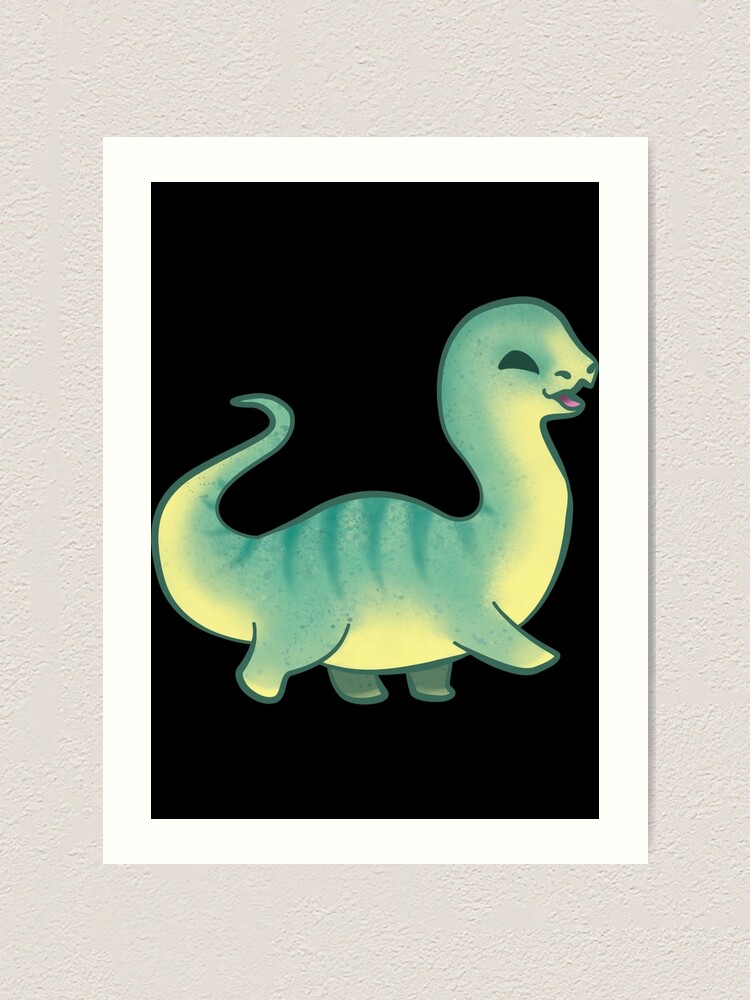 "Happy Chibi Long Neck Dinosaur - Sauropod Diplodocus Sticker" Art ...