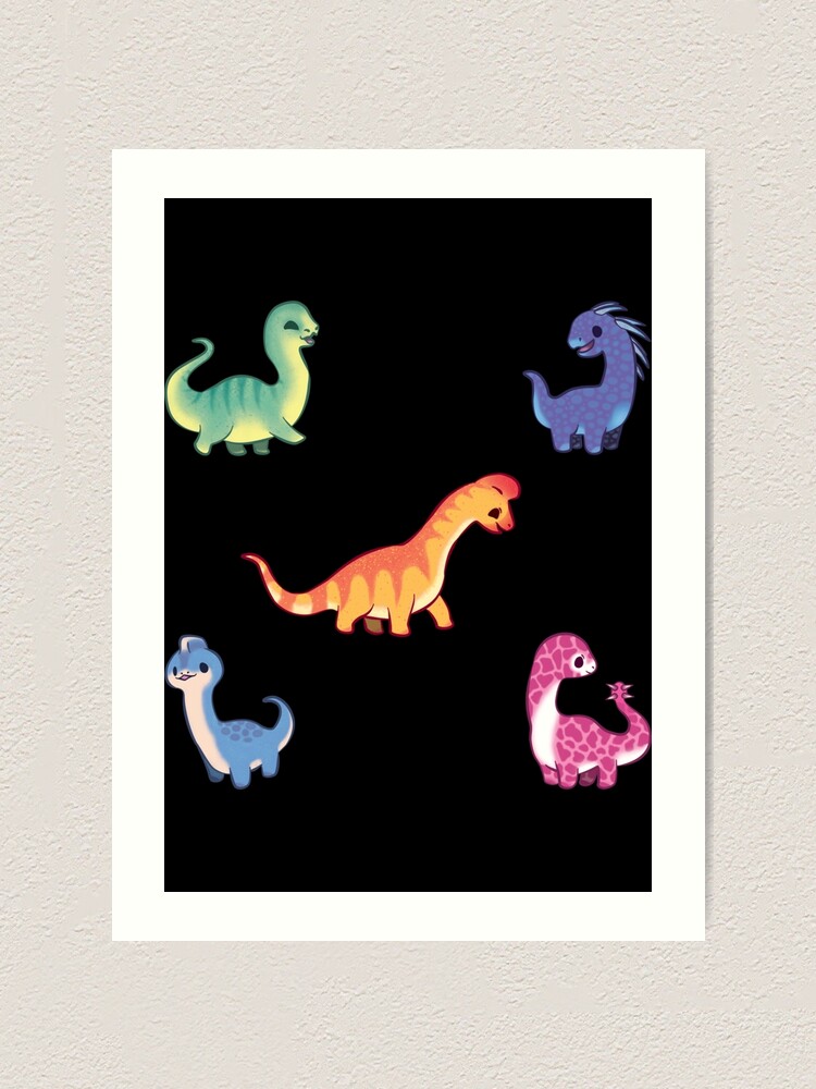 "Cute Chibi Long Neck Baby Dino Pack - Sauropods Sticker" Art Print for ...