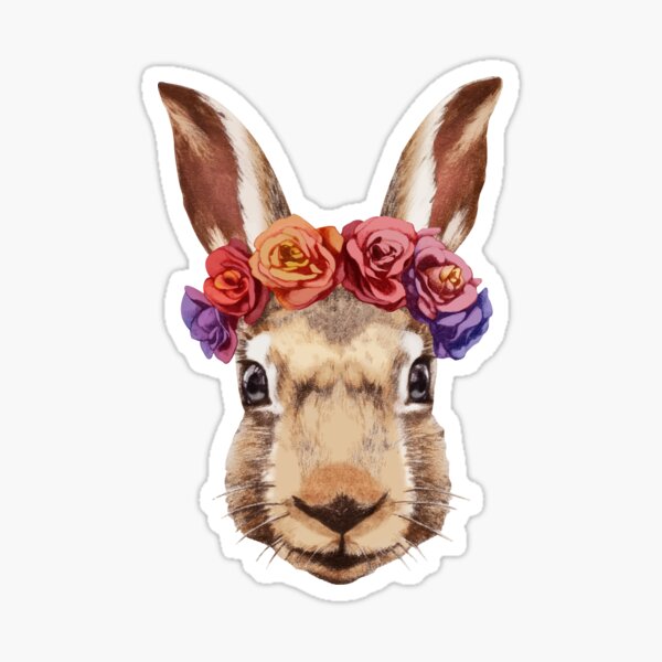 "Hand painted hare with corolla" Sticker for Sale by MLove-520 | Redbubble