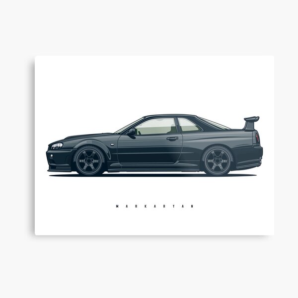NISSAN SKYLINE R34 GTR Vector Line Drawing Illustration New, 52% OFF