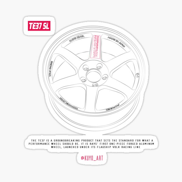 "TE37 SL Black Lineart" Sticker for Sale by kuyoart | Redbubble