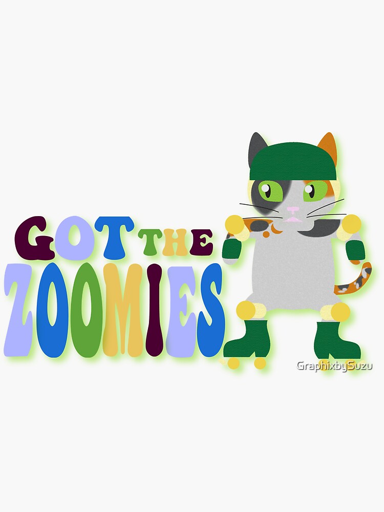 "Calico Cat got the Zoomies" Sticker for Sale by GraphixbySuzu | Redbubble