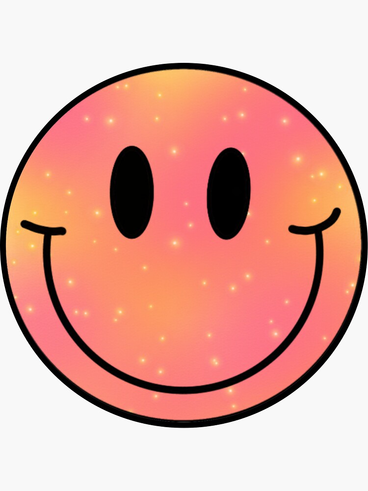 "Pink and Yellow Sparkle Smiley Face" Sticker for Sale by artbyvg ...