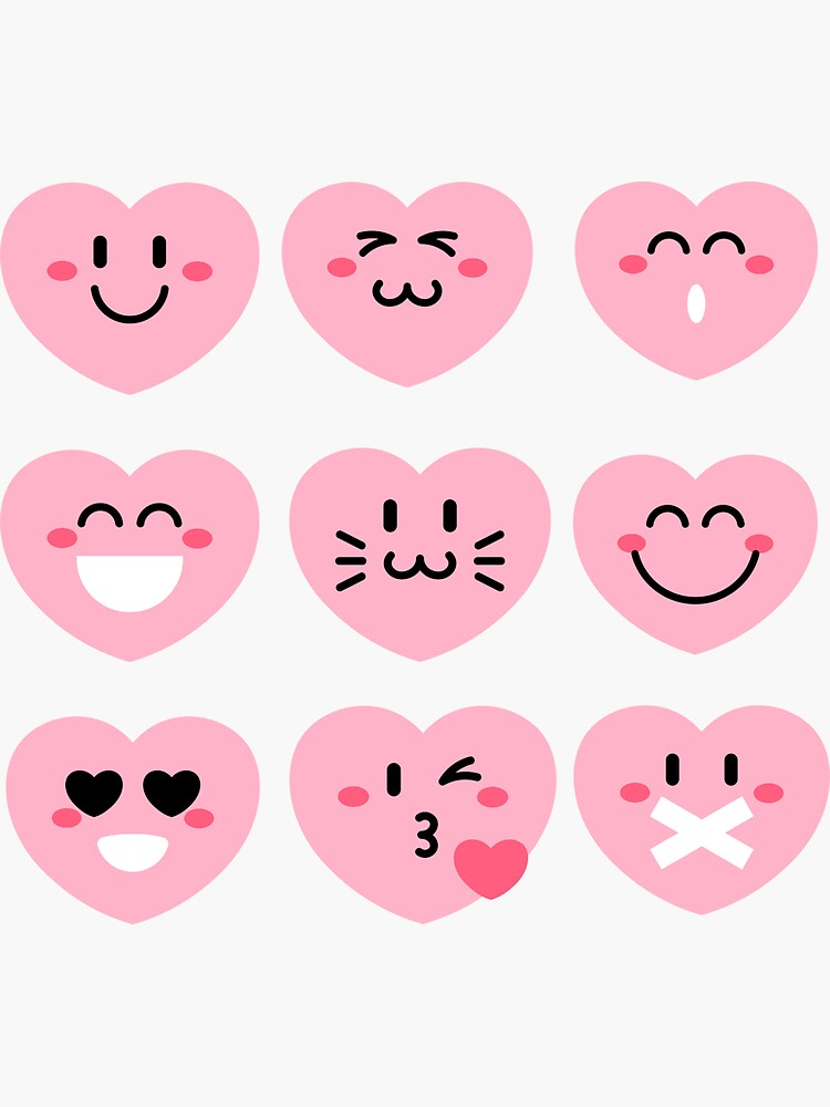 "Happy pink heart smiley" Sticker for Sale by SweetKidsDesign | Redbubble