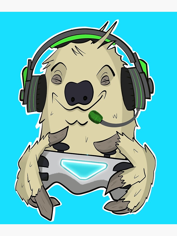 "Happy gamer sloth" Poster for Sale by Twistedprawn | Redbubble
