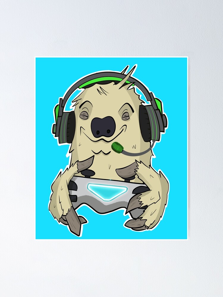 "Happy gamer sloth" Poster for Sale by Twistedprawn | Redbubble