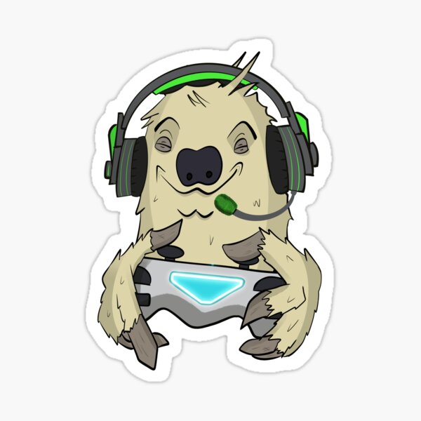 "Happy gamer sloth" Sticker for Sale by Twistedprawn | Redbubble