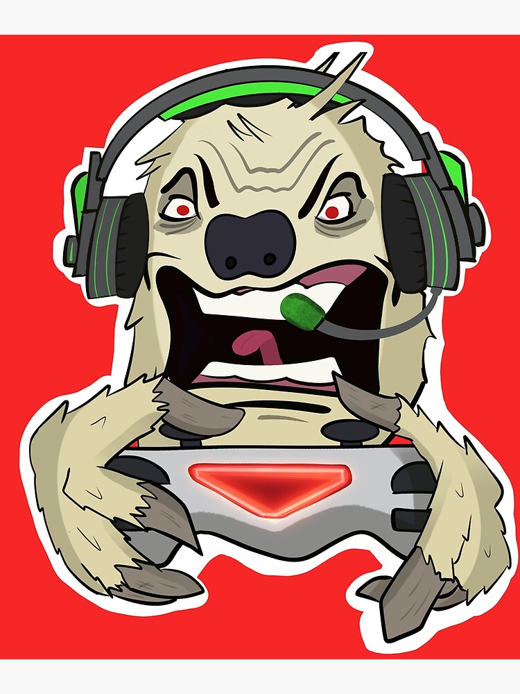 "Angry gamer sloth " Poster for Sale by Twistedprawn | Redbubble