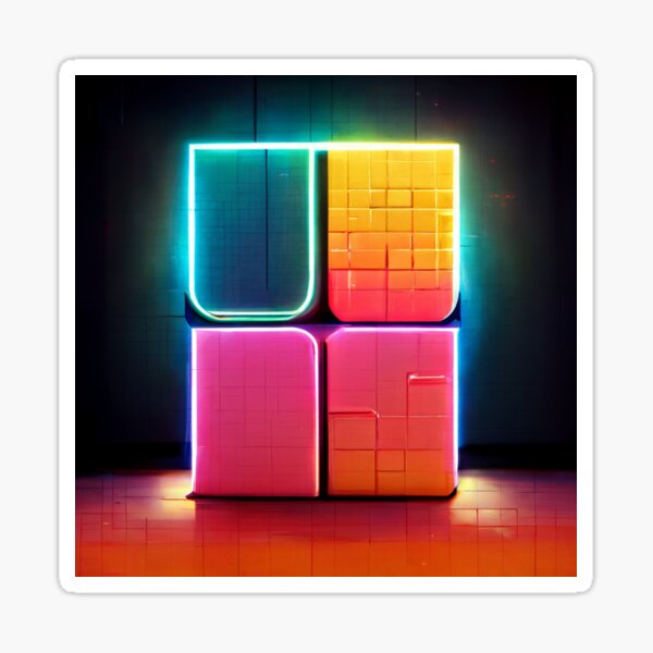 "neon colored block , tetris" Sticker for Sale by RemigiuszMR | Redbubble