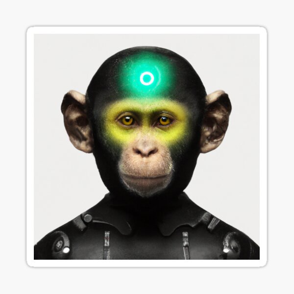 "Cyborg Monkey" Sticker for Sale by PapaRabbit | Redbubble
