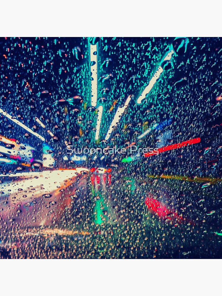 "CITY LIGHTS IN THE RAIN" Sticker for Sale by mistivelvet | Redbubble