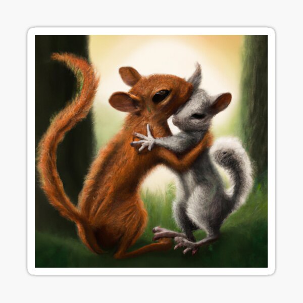 "Squirrel and Mouse Hugging" Sticker for Sale by Parag-Travels | Redbubble