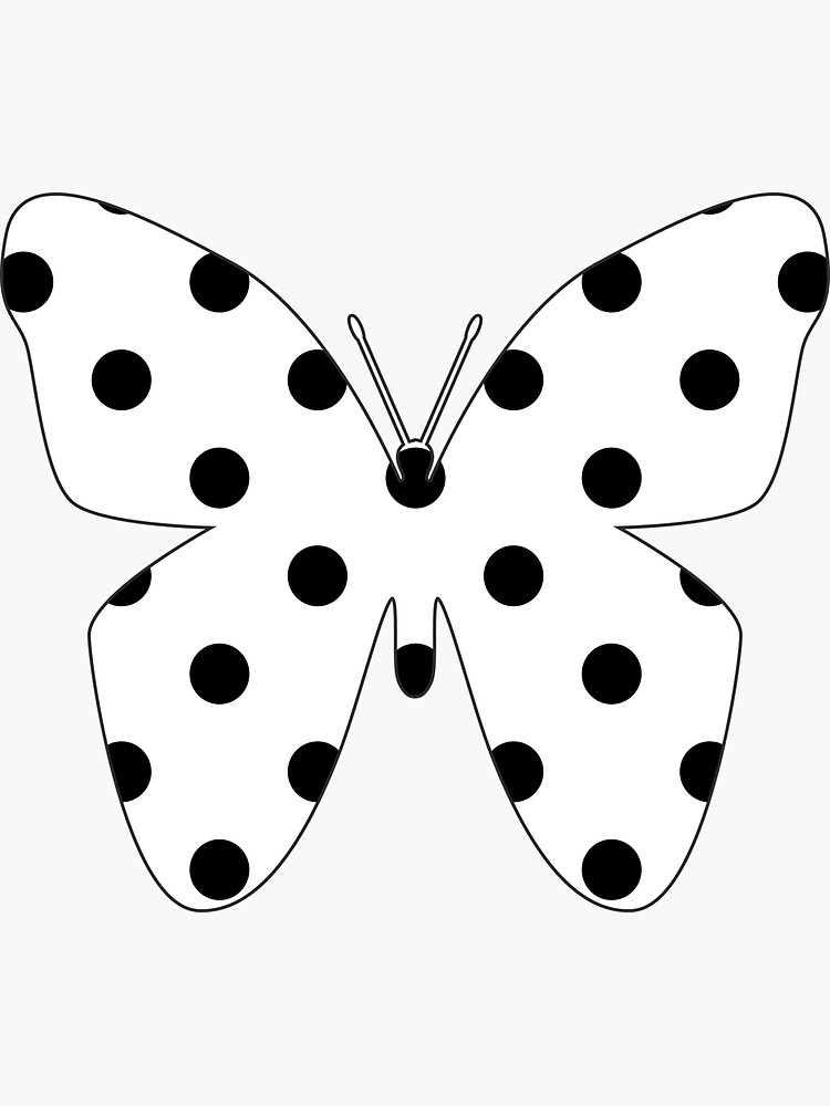 "Cute Black on White Polka Dot Butterfly" Sticker for Sale by ...