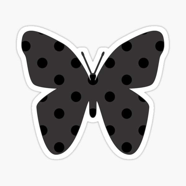 "Cute Black on Black Grey Polka Dot Butterfly" Sticker for Sale by ...
