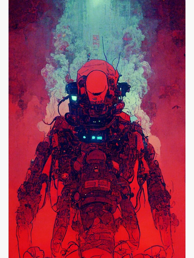"Giant Red Cyborg Mecha " Poster for Sale by SliceOfColor | Redbubble