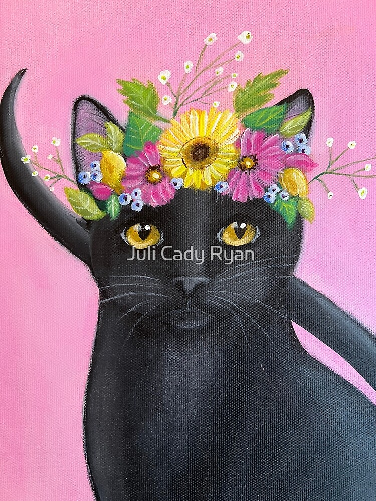 "A Blooming Clowder: Black Cat Face" Poster for Sale by juliryan ...