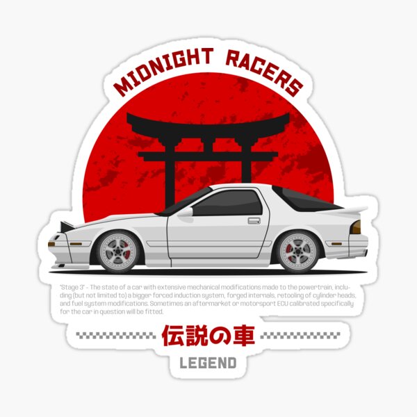 "Midnight Racer White RX 7 FC 3S JDM" Sticker for Sale by goldentuners ...