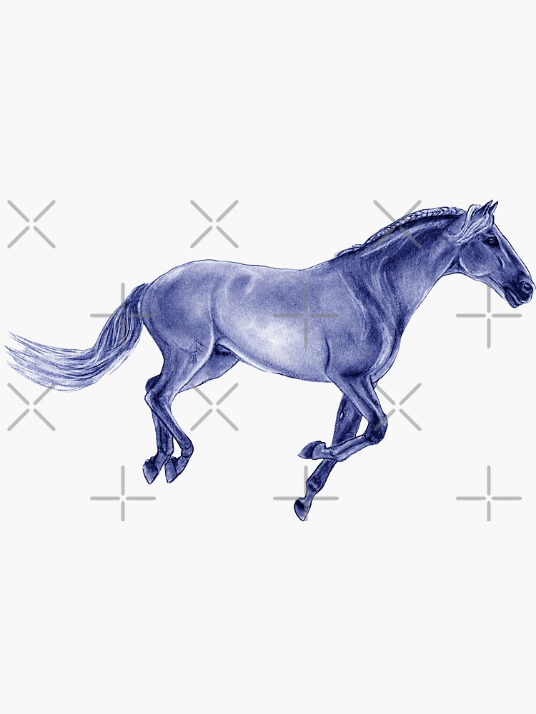 "Galloping horse 3 - blue colorized version" Sticker for Sale by ...