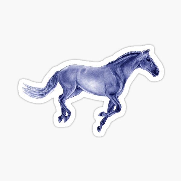 "Galloping horse 3 - blue colorized version" Sticker for Sale by ...