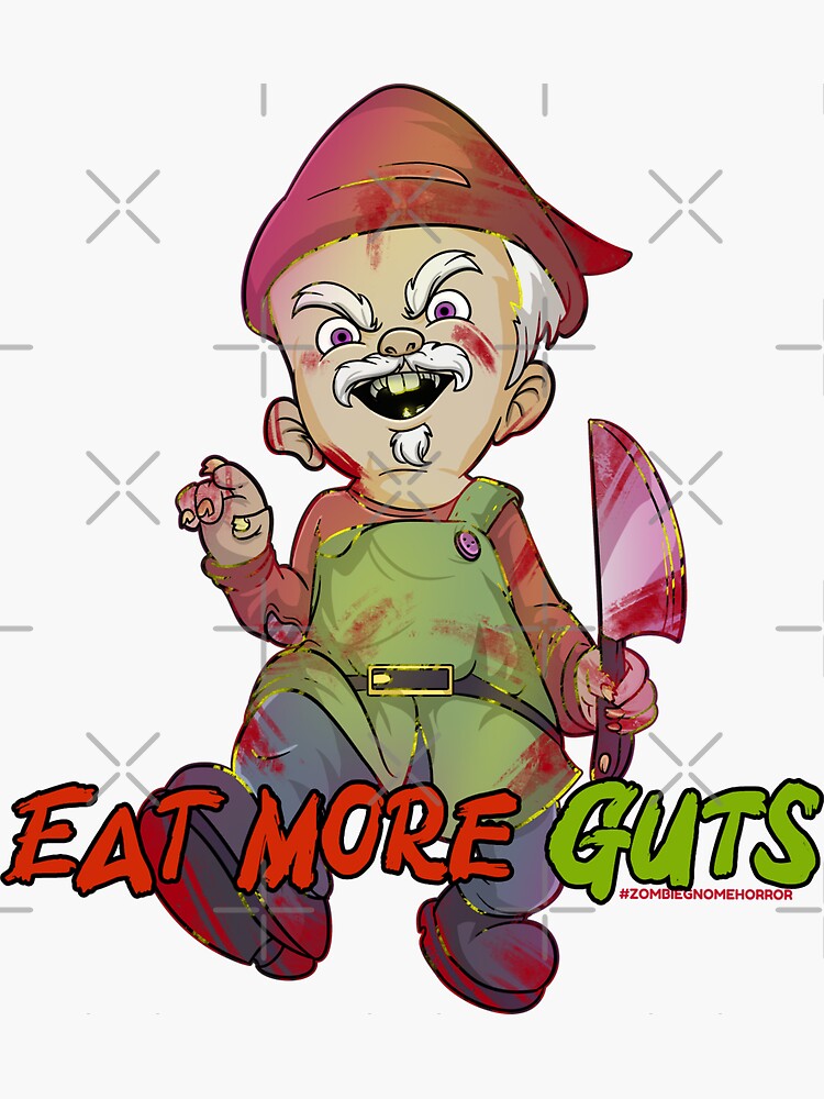 "ZOMBIES Eat More Guts Hunting GNOME" Sticker for Sale by Zombie-Gnomes ...