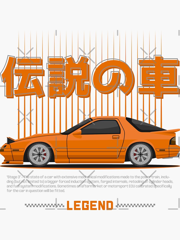 "Midnight Racer Orange RX 7 FC 3S JDM" Sticker for Sale by goldentuners ...