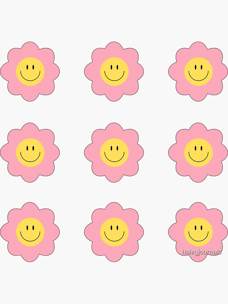 "pastel smiley flowers" Sticker for Sale by haleyjournals | Redbubble