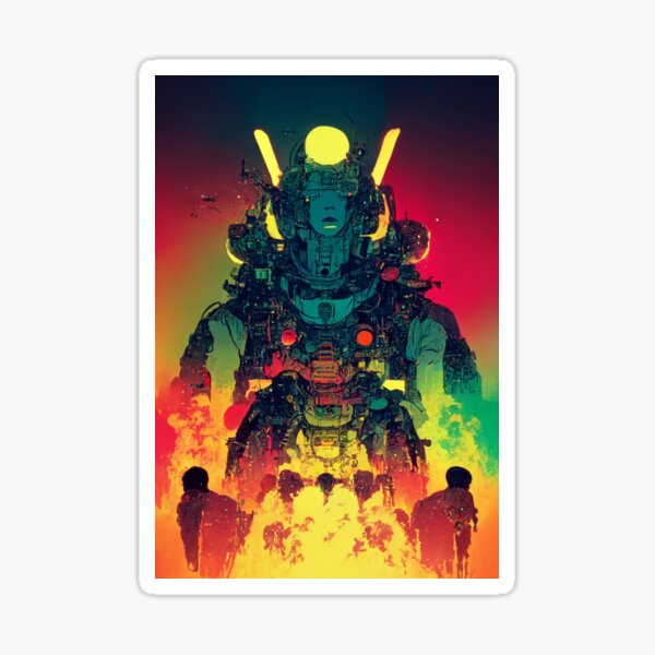 "Giant Goddess Cyborg Mecha " Sticker for Sale by SliceOfColor | Redbubble