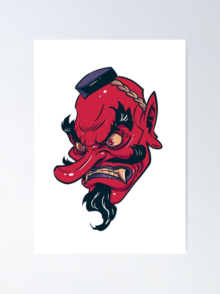 "Tengu mask cartoon" Poster for Sale by MangKumis | Redbubble