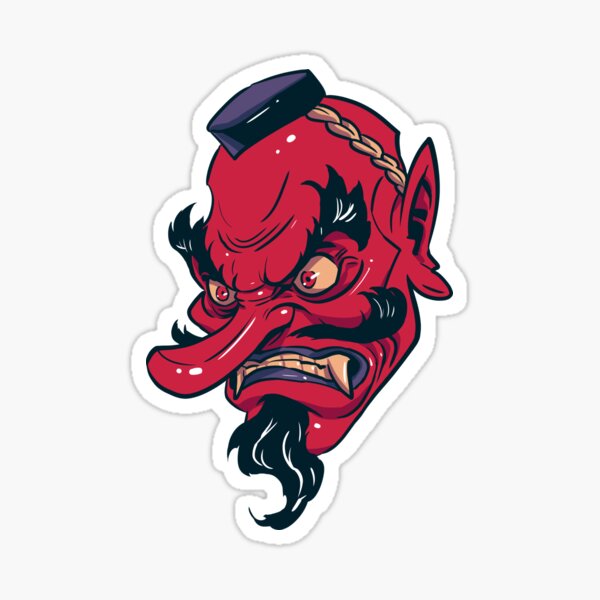 "Tengu mask cartoon" Sticker for Sale by MangKumis | Redbubble