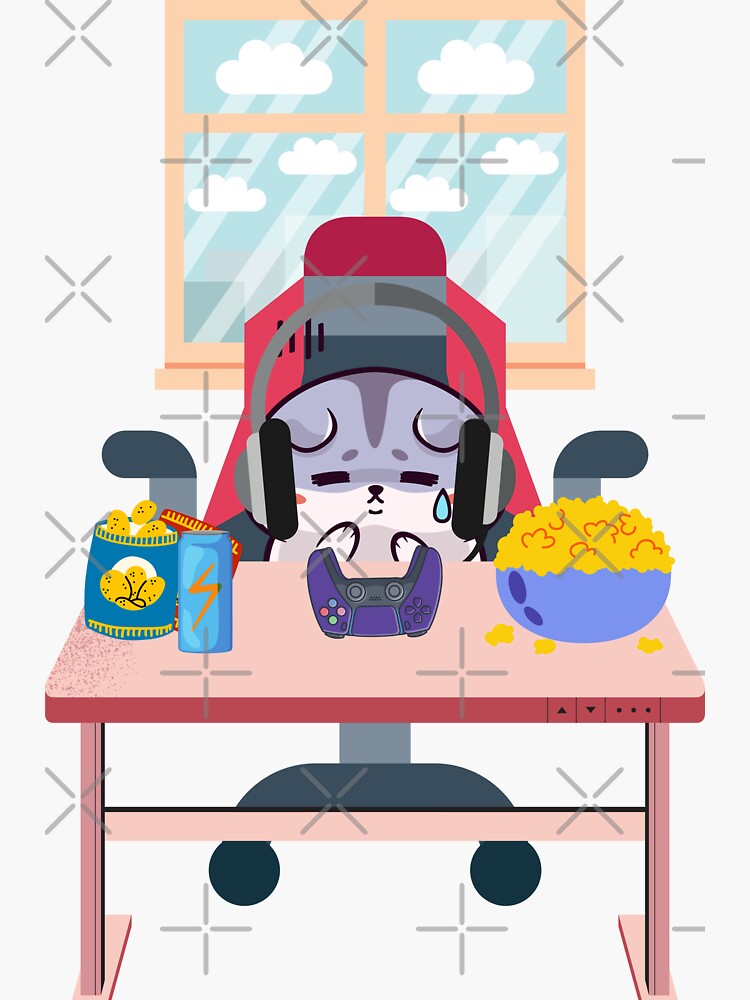 "Gamer Cat " Sticker for Sale by UrsaOasis | Redbubble