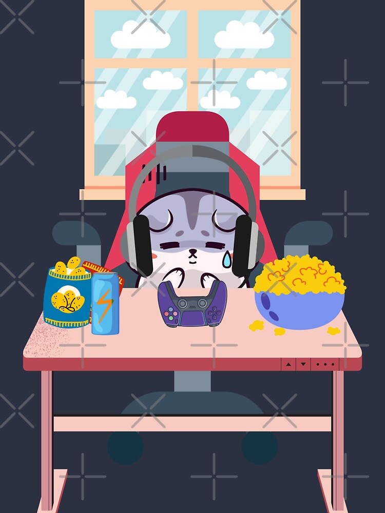 "Gamer Cat with snacks" Sticker for Sale by UrsaOasis | Redbubble