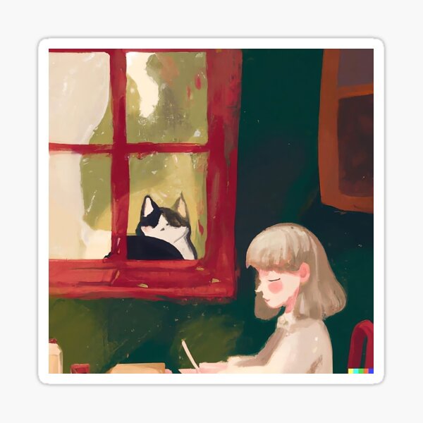 "A Young Girl Studying " Sticker for Sale by Anonymou55 | Redbubble