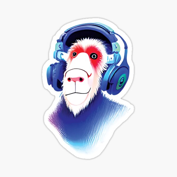 "Monkey headphone / Monkey Business" Sticker for Sale by ralick | Redbubble