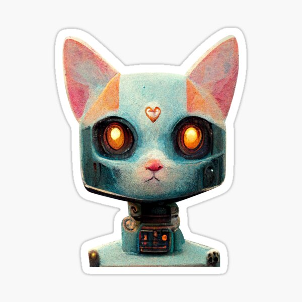 "Robot Cat" Sticker for Sale by theflatfaces | Redbubble