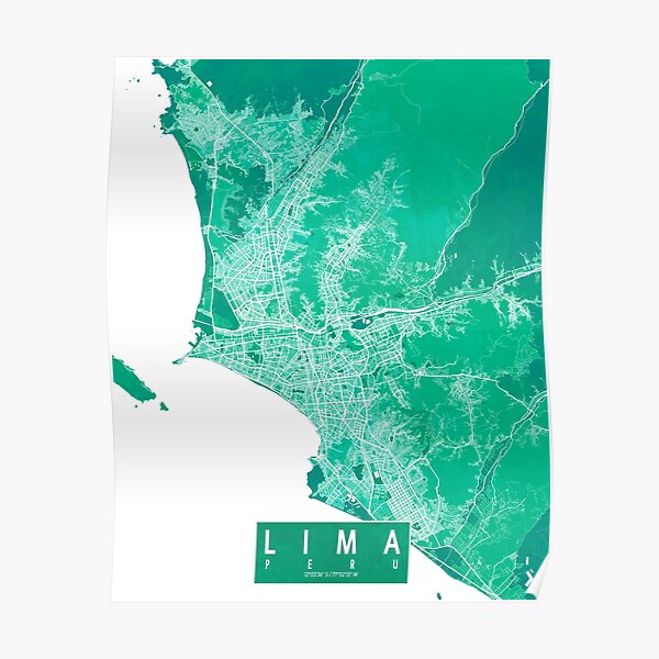 "Lima City Map of Peru - Watercolor" Poster for Sale by deMAP | Redbubble