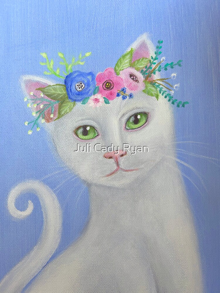 "A Blooming Clowder: White Cat Face" Sticker for Sale by juliryan ...