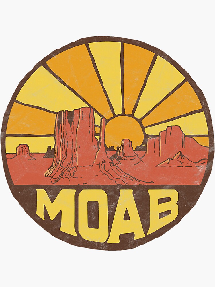 "Retro Moab, Utah - Vintage Desert Sunset 80s Graphic" Sticker for Sale ...