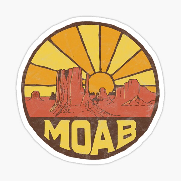 "Retro Moab, Utah - Vintage Desert Sunset 80s Graphic" Sticker for Sale ...